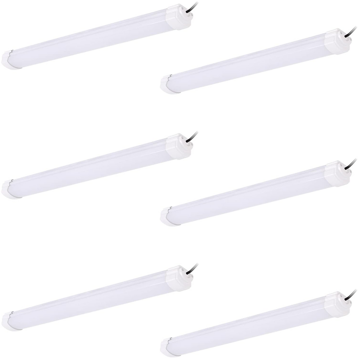 6 Pack-4FT 40W LED Triproof Light Fixtures – 120W Fluorescent Garage L ...