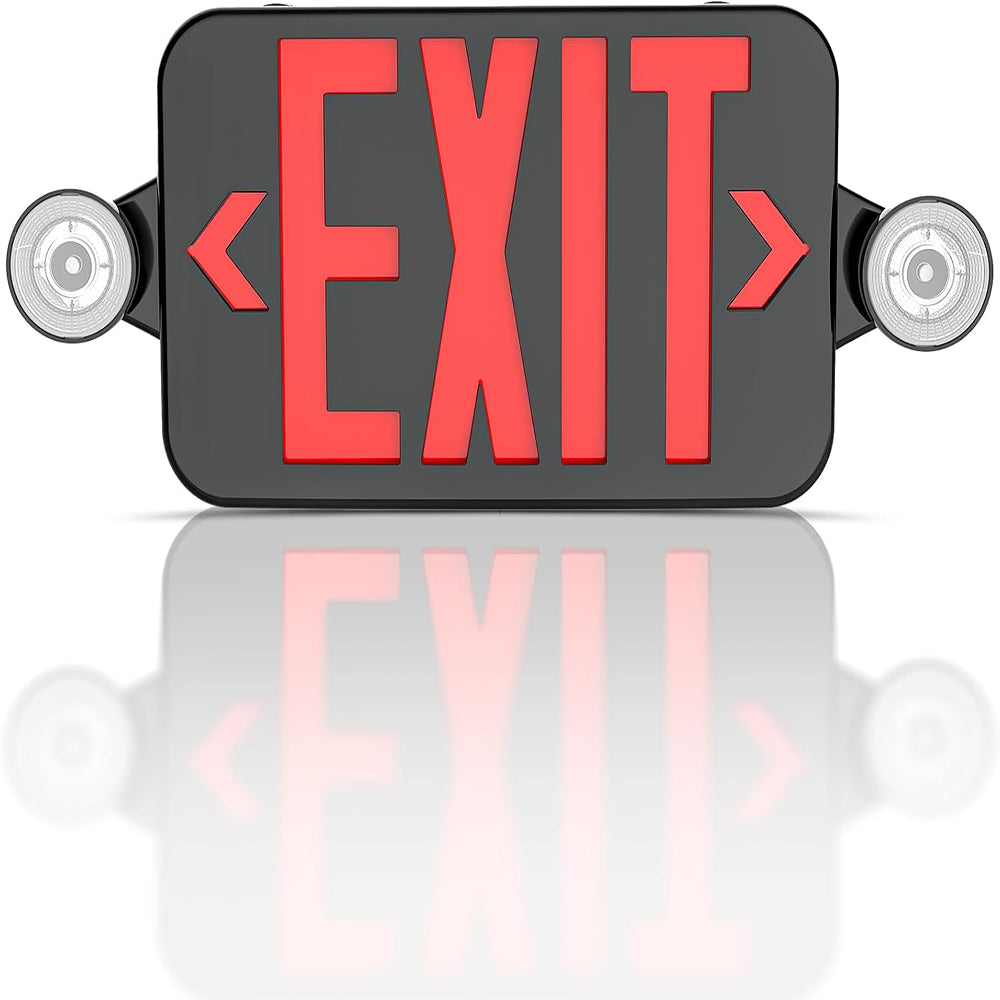 Black Combo Exit Sign Light with Two Adjustable Heads | LFD Lighting